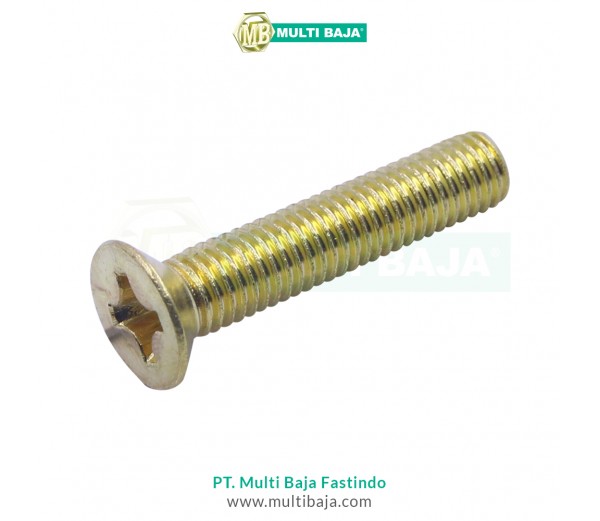 Jual Baut JF Kuningan (Flat Head Machine Screw) Countersunk DIN 965 ...